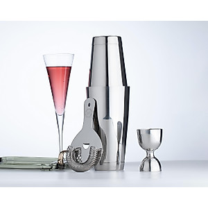 Derrison Boston Shaker Set: 18oz & 28oz Premium Weighted and Unweighted Cocktail Shaker Set with Hawthorne Strainer, Heavy Duty Stainless Steel Bar tools