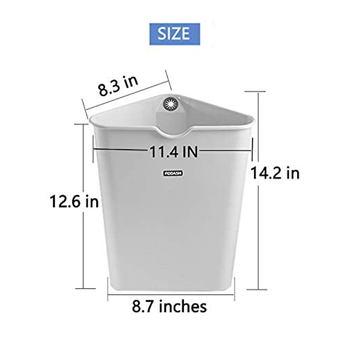 Triangle Space-Saving Trash Can for Corner, 2.6 Gallon Durable Plastic Garbage Bin for Kitchen, Bathroom, RV, Coffee Bar, Small Grey Triangular Container, Slim Open Top Wastebasket for Narrow Spaces