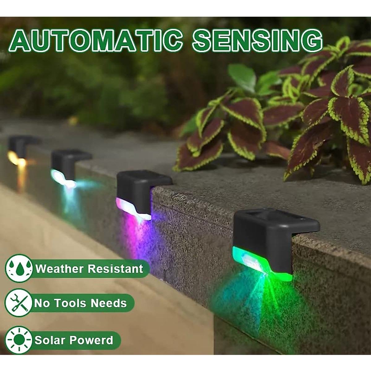 K.E.J. Solar Deck Lights Outdoor Waterproof LED Step Light Landscape Lighting Solar Lights Porch Decor for Fence, Stairs,Step,Yard,Patio,Driveway,Pathway,Yard,Backyard and Garden