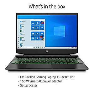 HP Pavilion Gaming 15 Laptop, NVIDIA GeForce GTX 1650, AMD Ryzen 5 4600H, 8GB DDR4 RAM, 512 GB PCIe NVMe SSD, 15.6" Full HD, Windows 10 Home, Backlit Keyboard (15-ec1010nr, 2020 Model)