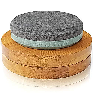 Sharp Pebble Puck/Disk - Axe/Hatchet Large Sharpening Stone- Whetstone Blade & Tool Sharpener- Dual Grit Multipurpose Waterstone Sharpener with Bamboo Box
