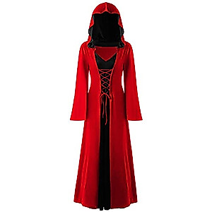 Midevil/Renaissance Costume Women,Cosplay Halloween Costumes For Women Vintage Hooded Gothic Dresses Sexy Long Sleeve Midevil Renaissance Costumes,Toddler Dress Up Clothes For Girls