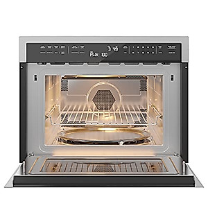 KoolMore KM-CWO24-SS 24 Inch Built-in Convection Oven and Microwave Combination with Broil, Soft Close Door, 1000 Watt Power, Stainless Steel Finish, Touch Control LCD Display, 1.6 Cu. Ft, Silver