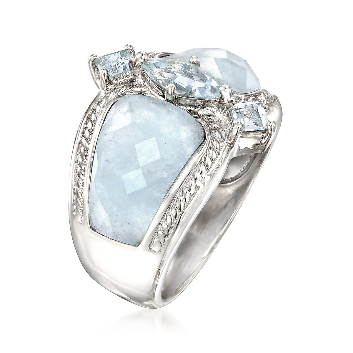 Ross-Simons 5.85 ct. t.w. Aquamarine Ring in Sterling Silver. Size 8