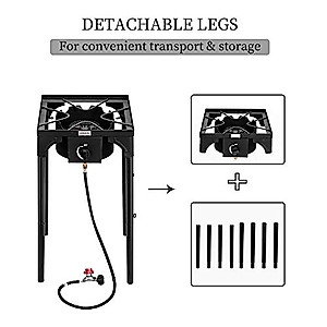 ROVSUN 100,000 BTU Portable Gas Camping Stove, Outdoor Propane Burner with 20psi Regulator, High Pressure Single Cooker Camp Cooking Home Brewing