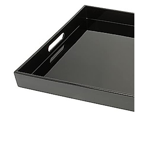 Kotobuki Rectangular Lacquer Serving Tray, 18-3/4-Inch, Black