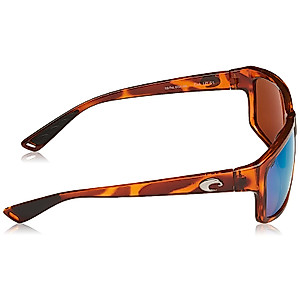 Costa Del Mar Mens Cut Rectangular Sunglasses, Honey Tortoise/Copper Green Mirrored Polarized-580P, 60 mm