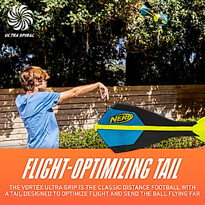 Nerf Vortex Ultimate Grip Foam Football Soft Vortex Football for Long-Distance Throws - All-Weather Perfect for Pool + Beach Football - Kids Ultimate Grip Whistle Vortex Foam Ball