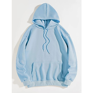 Cioatin Women’s Y2K Slogan Letter Graphic Oversized Aesthetic Hoodie Drop Shoulder Fleece Hooded Sweatshirt Pullover Sky Blue