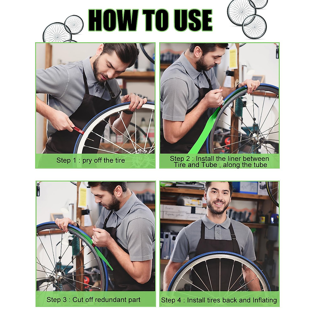 Bike Tire Liner, Bicycle Tube Flat Protector Compatible with 12" 16" 18" 20" 24" 26" 27.5" 29"