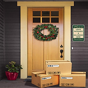 Please Leave Deliveries and Packages Here Thank You Signs 10 x 14 Inches Package Delivery Sign, Metal Reflective Sturdy Rust Aluminum Waterproof Easy to Install