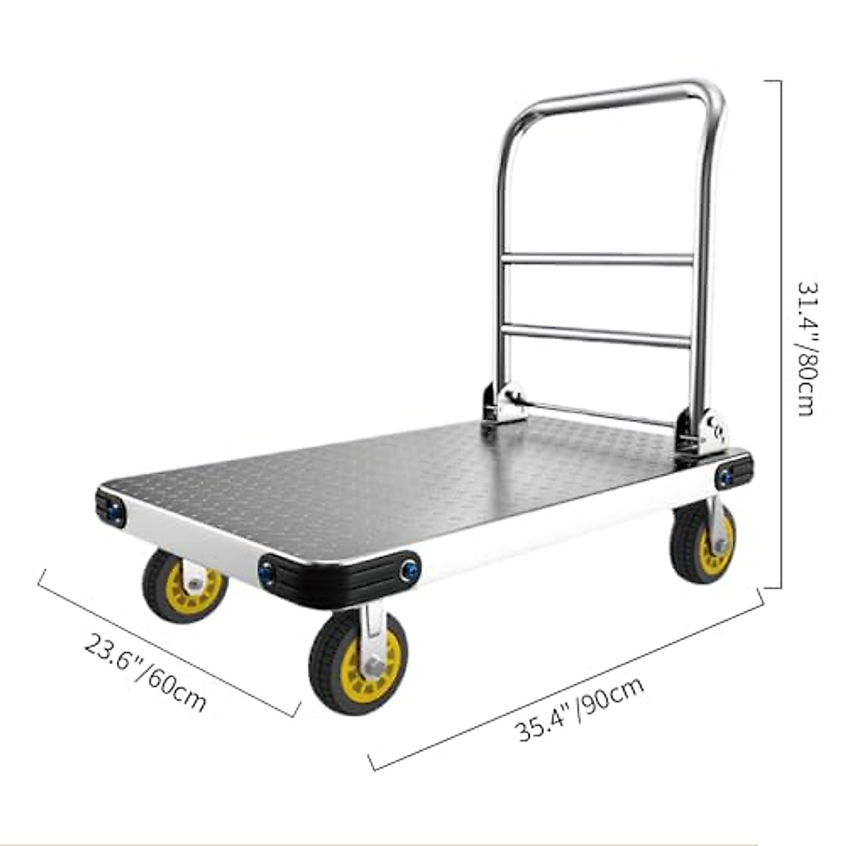 Platform Truck, Foldable Push Dolly Cart with 2000LBS Weight Capacity, Heavy Duty 36 x 24in Large Flatbed Hand Truck with 6'' 360 Degree Swivel Wheels(New Version)