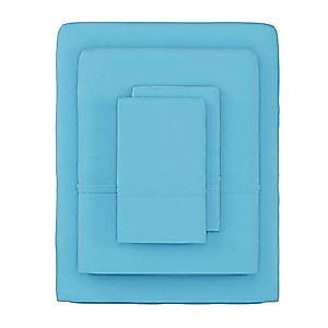 Lavish Home Brushed Microfiber Sheet Set- 3 Piece Bed Linens- Fitted & Flat Sheets, 1 Pillowcase-Wrinkle, Stain & Fade Resistant (Twin, Light Blue)