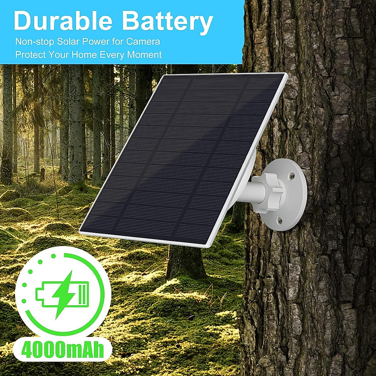 Solar Panel for Google Nest Cam Outdoor or Indoor,5W IP66 Waterproof Solar Panel for Google Nest Camerawith 9.84Ft Charging Cable & 360° Mount
