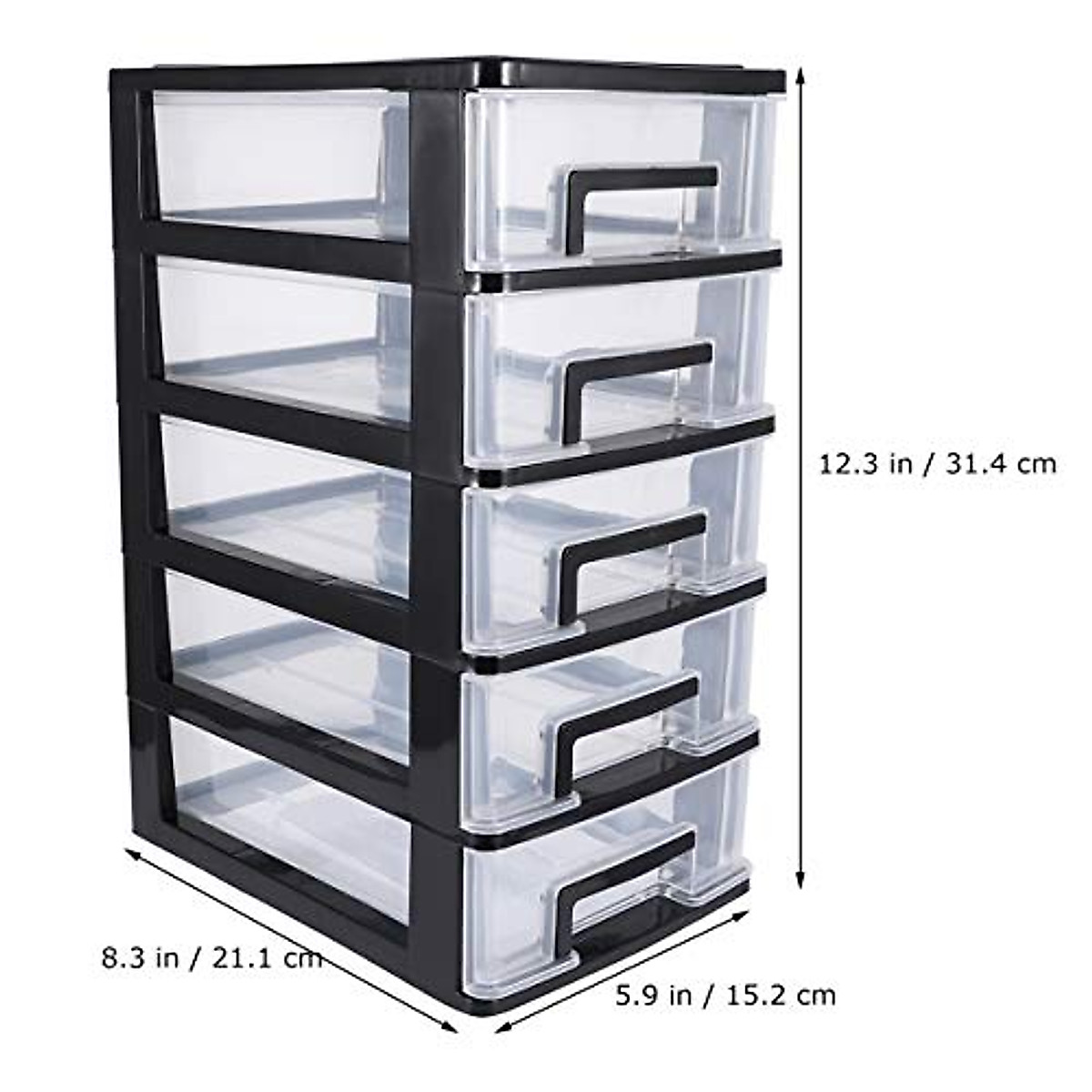 PATKAW Plastic Storage Bins Five-layer Organizer Drawers 1PC 31.4x21.1x15.2cm Drawer Type Storage Cabinet Plastic Storage Drawers 5 Drawer Plastic Storage~Black Plastic Drawers
