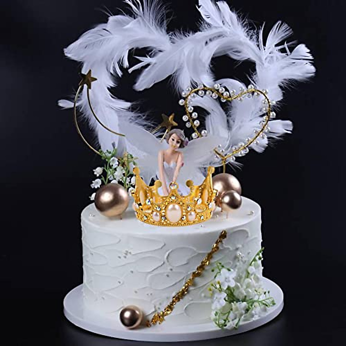 SisBroo Gold Crown Cake Topper, 6 Pieces Happy Birthday Cake Toppers, Princess Crown Cake Decorations for Birthday, Wedding, Party and Baby Shower, Birthday Crown Tiara for Kids and Pets (Gold-Ⅰ, 6)