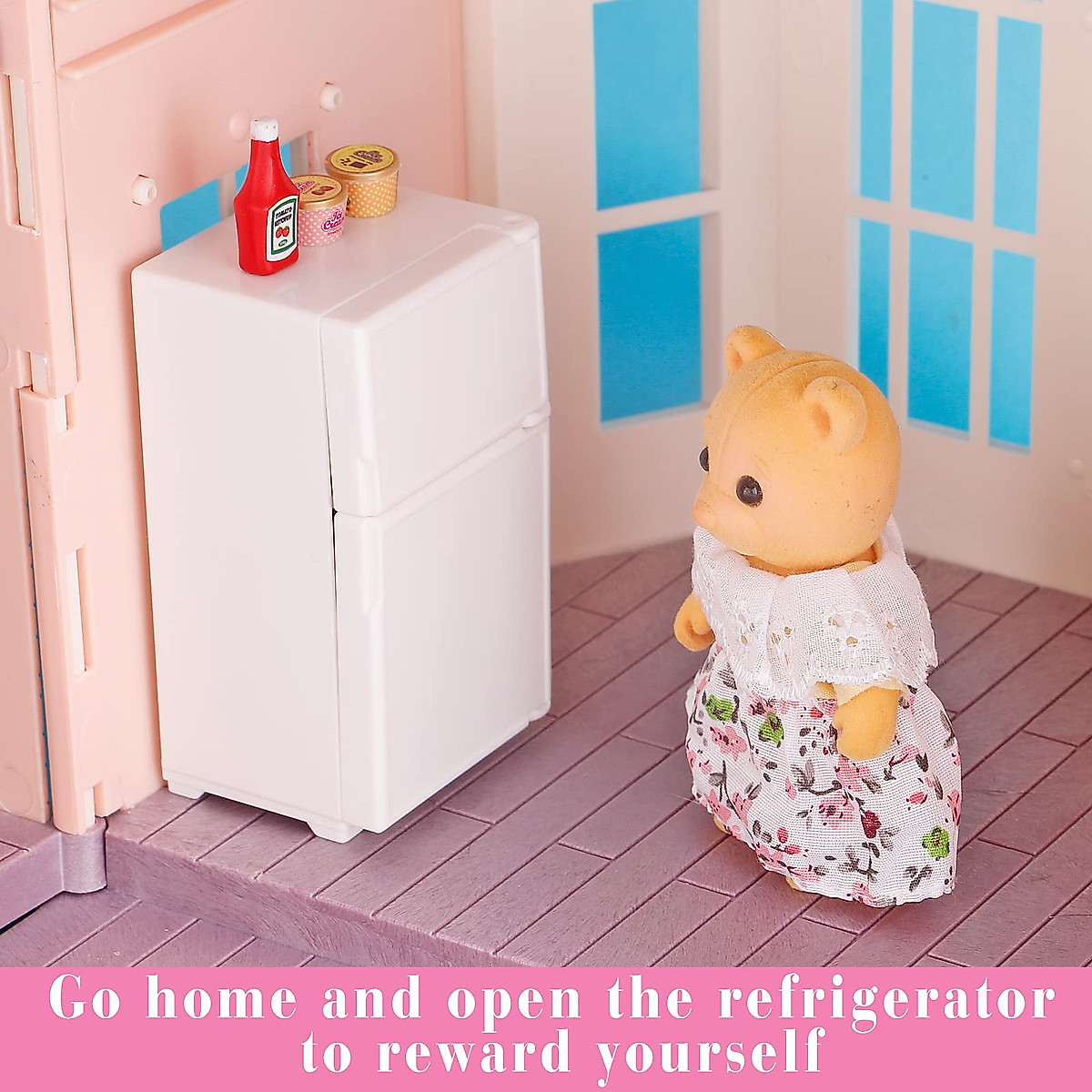 BBnote 16 Pieces Toy Refrigerator, Miniature Dollhouse Accessories for Kids Kitchen, Mini Dollhouse Fridge Pretend Play Appliance for Kids (Refrigerator)