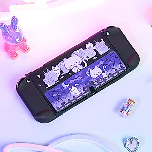 GeekShare Halloween Protective Case Slim Cover Case Compatible with Nintendo Switch OLED and Joy-Con - Shock-Absorption and Anti-Scratch - Spooky Cat