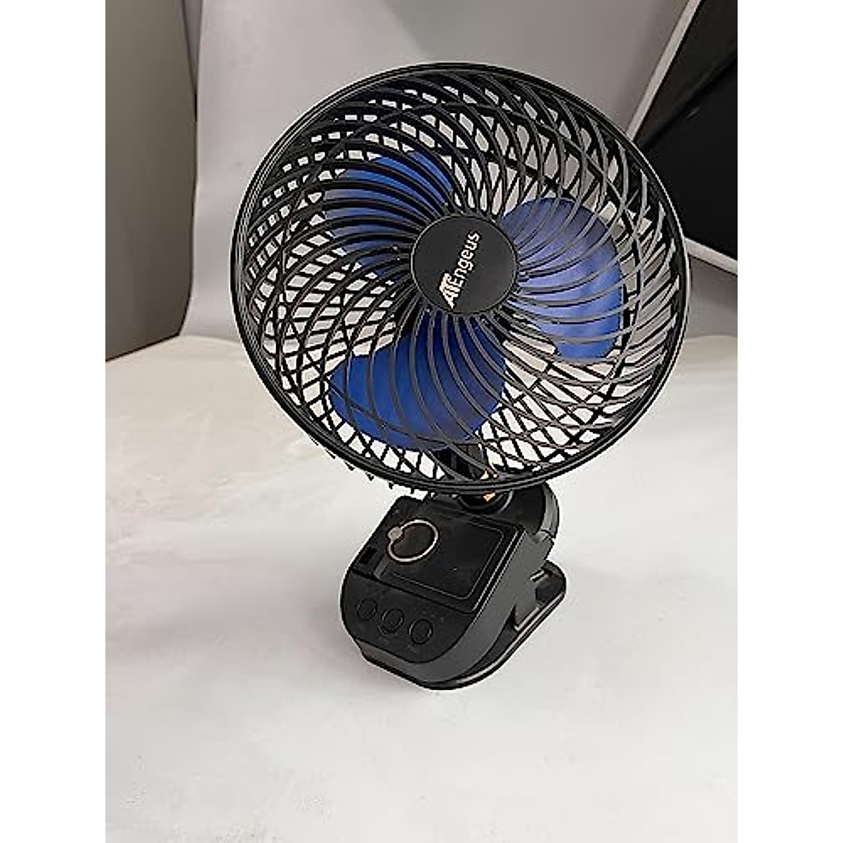 ATEngeus 4 in1 USB Fan, 8” Clip Fan, 10000mAh Rechargeable Table Fan, 5 Speeds Battery Operated Fan, 45°/90° Automatic Rotation, 3 Time Setting, with Clip & Hook for Homes, Offices, Bedroom