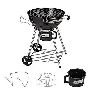 22 inch Portable Charcoal Grill, Propane Gas Kettle Grills with Cover, Iron & Steel Small BBQ Grill, Mini Tabletop Smoker for Outdoor Cooking, Barbecue Camping, Picnic, Patio and Backyard, Black