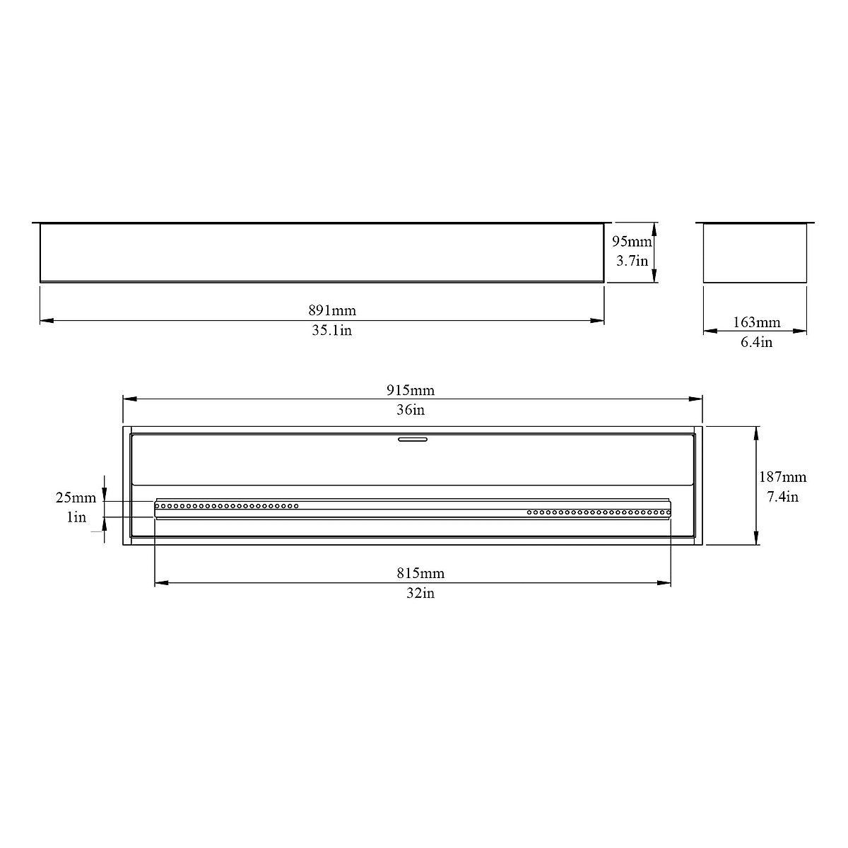 36" Indoor Ethanol Burner - Ignis Eco-Hybrid 3600 Ventless Fireplace Insert