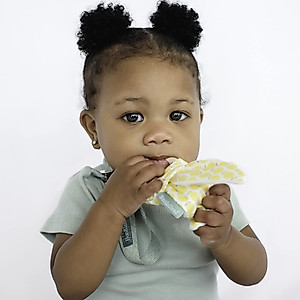 BooginHead Pacifier Clip and Natural Wood Baby Teether, Lemons