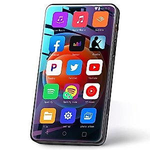 MYMAHDI MP3 Player with Bluetooth and WiFi up to 1TB, 4" Music Player Touch Screen with Spotify, Pandora, YouTube, Android Streaming MP3 Player with Audible, MP4 Player with Speaker and Deezer,Black