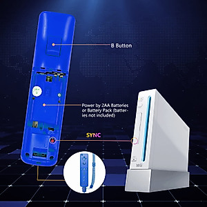 Yosikr Wii Controller 2 Pack, Wii Remote Controller with Silicone Case and Wrist Strap Compatible for Wii/Wii U (Red and DeepBlue)