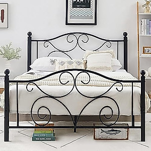 VECELO Full Size Bed Frame with Headboard and Footboard, Heavy Duty Metal Slat Support, Platform Mattress Foundation, No Box Spring Needed, Easy Assembly, Matte Black