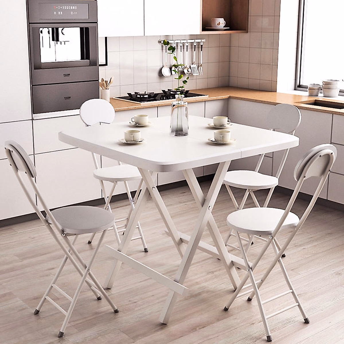 ZFG Folding Chair, Home Dining Chair, Stool, Back Chair, Training Chair, Student Dormitory Chair, Simple Computer Chair, Folding Round Stool, Load-Bearing 300kg (Color : Bamboo Pattern)