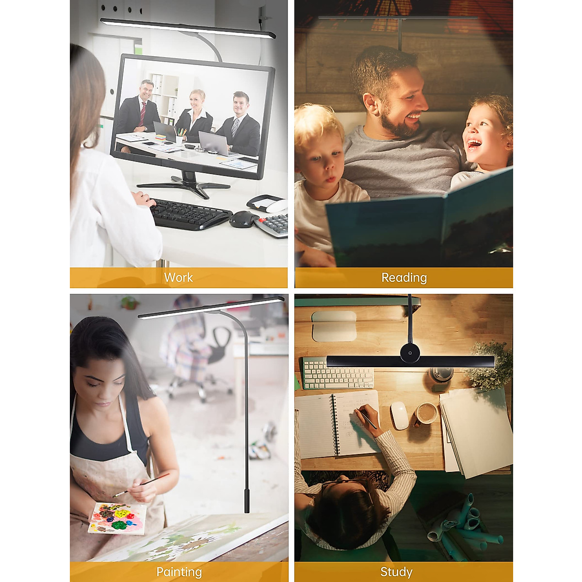 iLid LED Desk Lamp 18W Architect Clamp Desk Lamps for Home Office High CRI Eye Protection Stepless Dimming Desk Lamp with Remote Control for Monitor Studio Reading