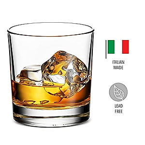 Godinger Old Fashioned Whiskey Glasses, Italian Made Drinking Glasses, Glass Cups, Whiskey Gifts - Set of 4