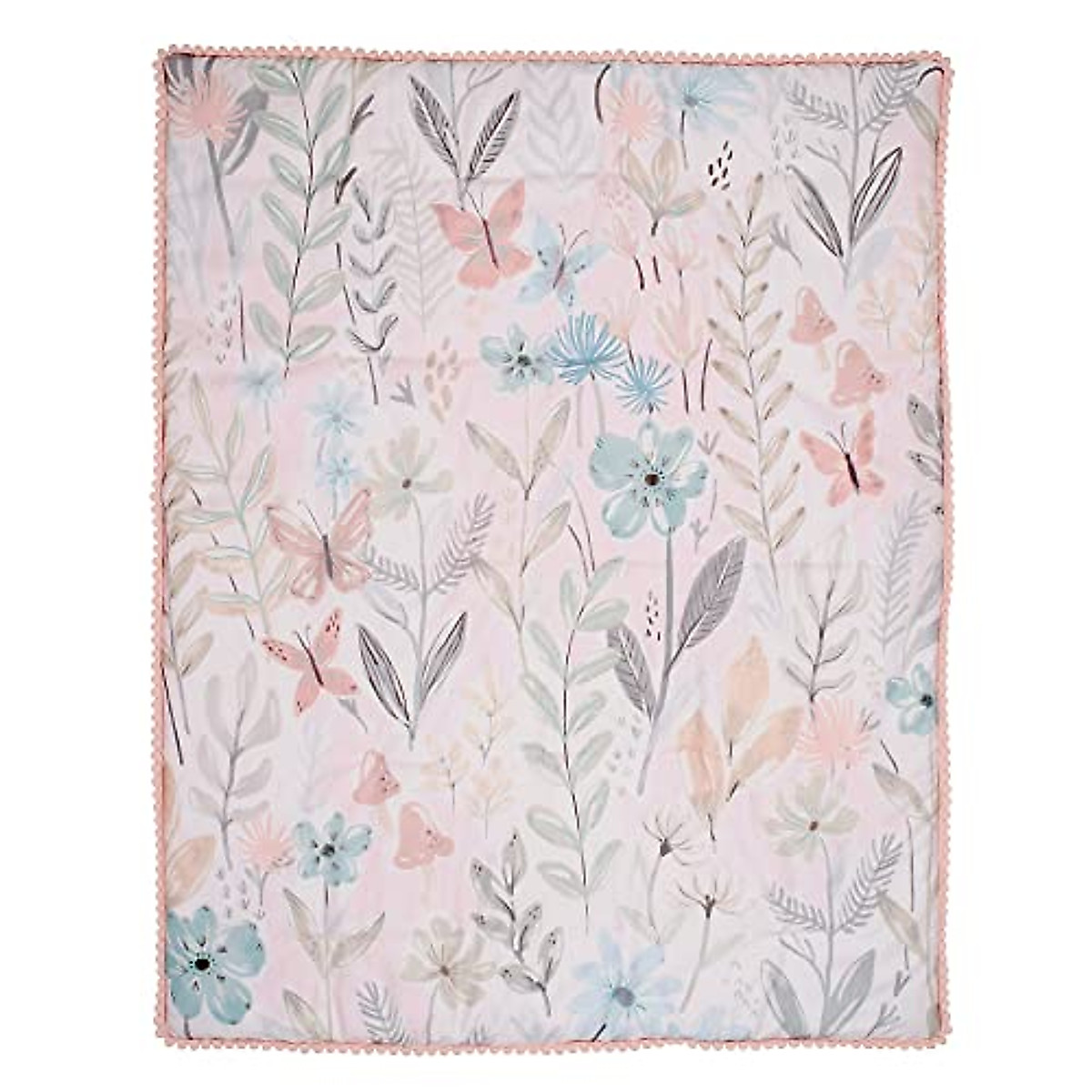Lambs & Ivy Baby Blooms 3-Piece Pink Floral/Butterfly Baby Crib Bedding Set