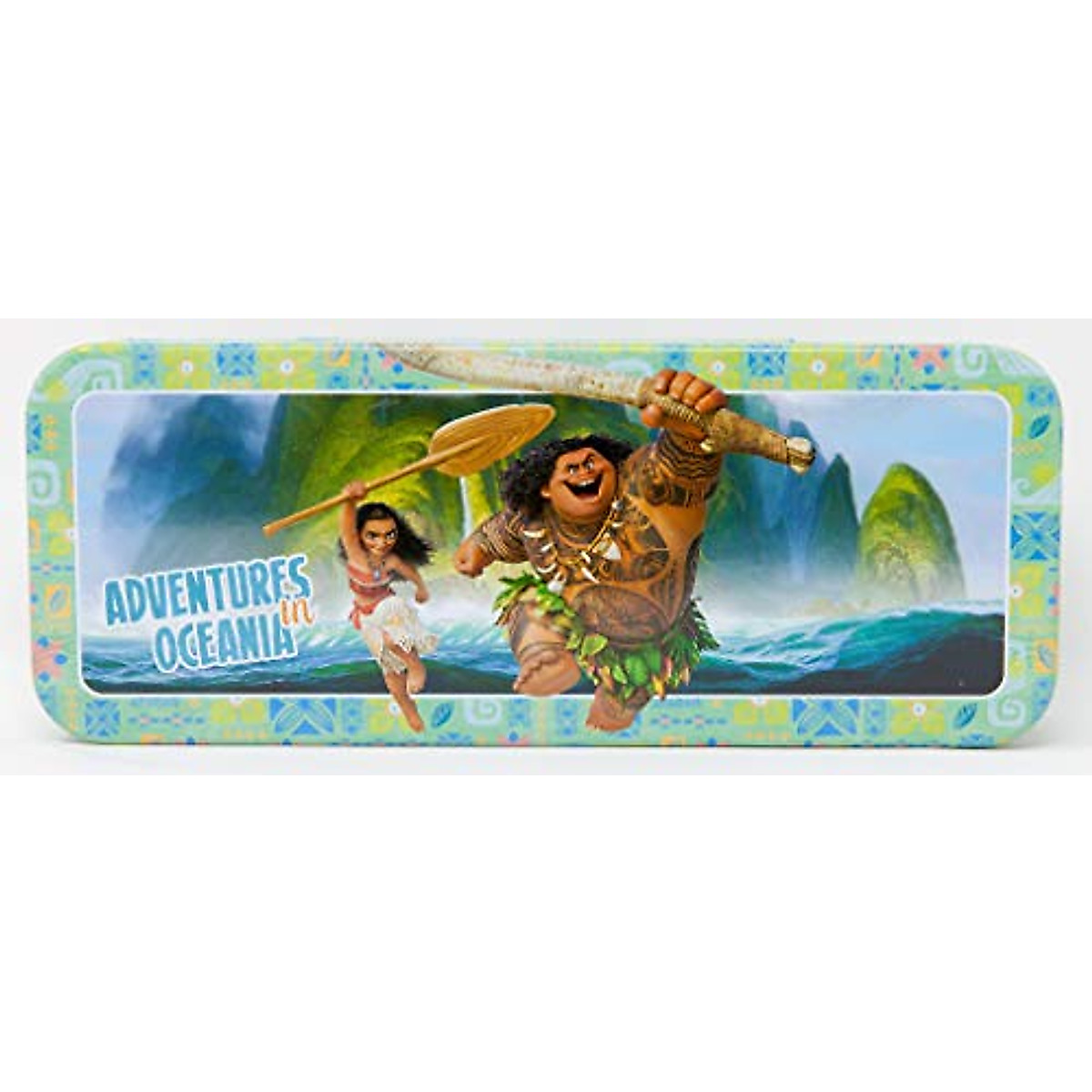 Disney Moana Tin Pencil Case | 8 X 3 X 1.5 Inches (Color & Design May Vary).