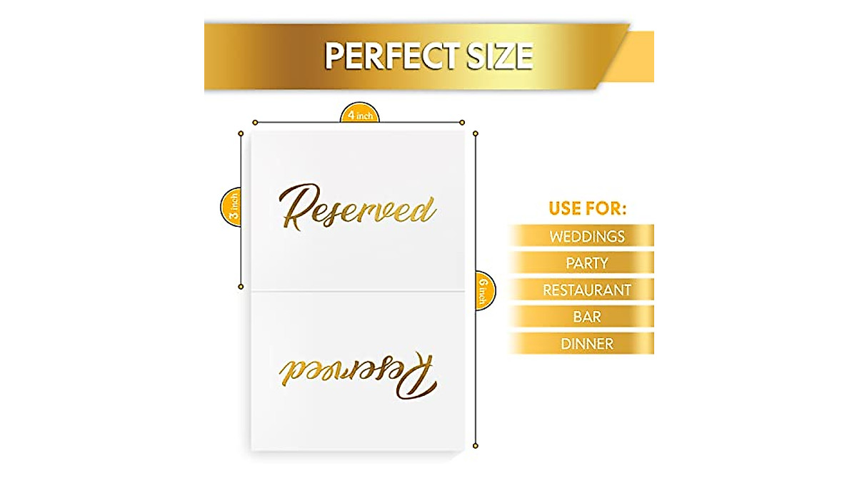Elegant Gold Reserved Table Signs for Any Event