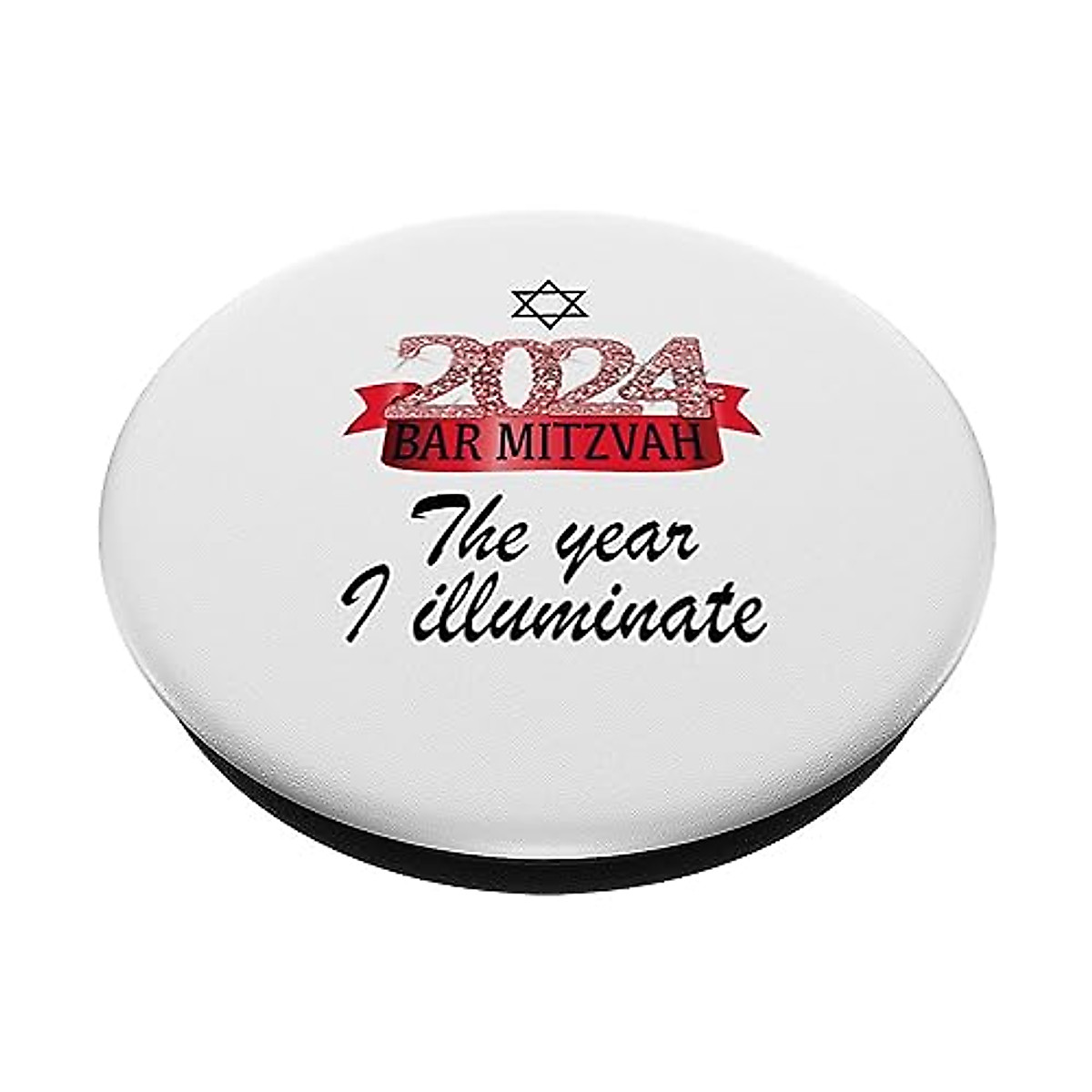 2024 Bar Mitzvah Quote Festive White Red Decor PopSockets Standard PopGrip