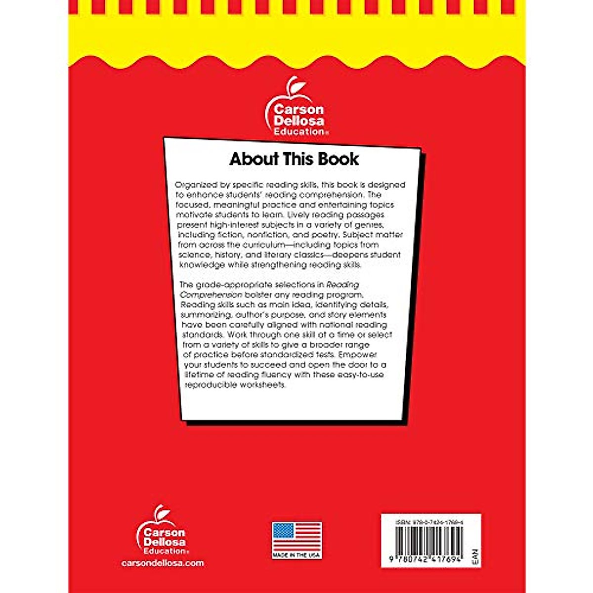 Carson Dellosa The 100+ Series: Reading Comprehension Workbook?Grades 7-8 Language Arts Learning, Fiction, Nonfiction, Poetry Passages With Closed- and Open-Ended Questions (128 pgs)