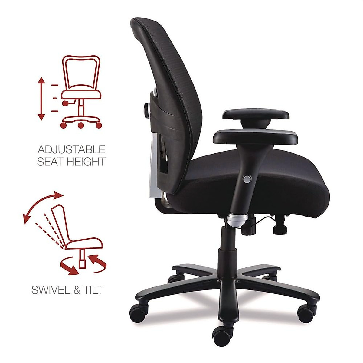 Alera ALERV44LS10C Alera Ravino Big & Tall Series High-Back Swivel/tilt Leather Chair, Black