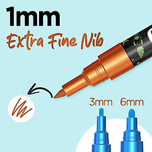 Extra Fine Tip Metallic Chalk Markers (10 Pack, 1mm) Liquid Chalk Pens - For Blackboards, Chalkboard, Bistro Menu, Window - Wet Wipe Erasable