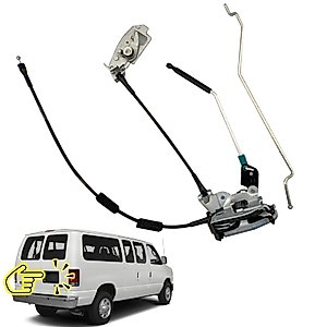 Door latch assembly w/cable&rod compatible for Ford E150 E250 E350 Rear Right Cargo door connective repair lock latch replace 6C2Z-15431A02-AA