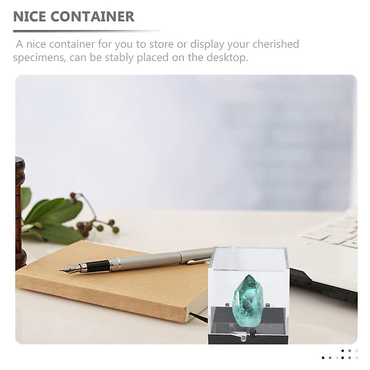 NOLITOY Home Decor 8pcs Natural Rough Mineral Specimen Display Case Holder Square Transparent Plastic Box Sample Display Box Jewelry Storage Container for Home Plastic Storage Bins