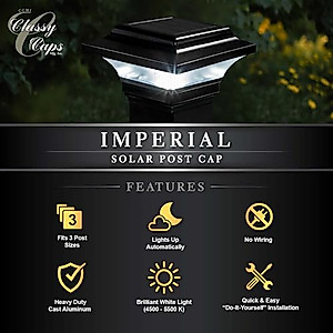 Classy Caps SL082B Imperial Outdoor Post Light- Fits 2" x 2", 2.25" x 2.25", 2.5" x 2.5" Posts, Black Powder Coated Aluminum