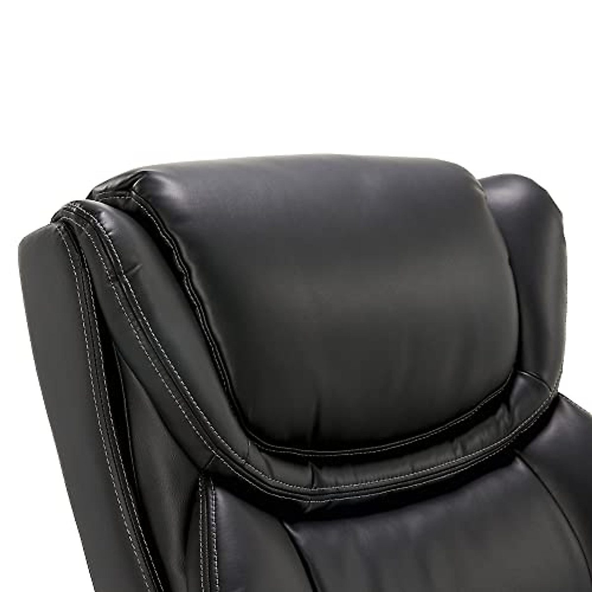 La-Z-Boy Harnett Big & Tall Executive Office Comfort Core Cushions, Ergonomic High-Back Chair with Solid Wood Arms, Bonded Leather, Black