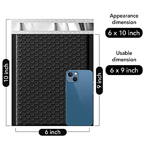 Fuxury Bubble Mailers 6x10 Inch 100 Pack, Black Padded Envelopes, Self Seal Waterproof Mailing Envelopes Bubble Padded, Shipping Bags for Mailing,Packaging, Small Business, Boutique, Bulk #0