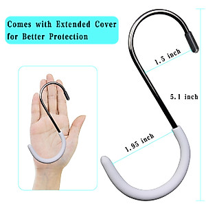 echinff 10 Pack Heavy Duty S Shaped Hooks,Premium Steel Hanging Hooks for Kitchen,Bathroom,Garden,Steel S Hooks with Black Cover for Hanging Pans Pots Plants Bags Towels Clothes Pants Tie