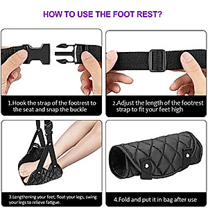 Airplane Footrest (Travel Comfortably) - Airplane Travel Accessories - Portable Travel Foot Hammock for Flight Bus Train Office Home - Reduce Swelling and Soreness by Angemay