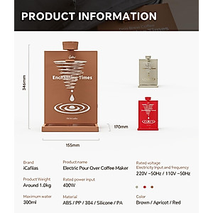 Electric Pour Over Coffee Machine Automatic ,One Button Press Drip Electric Coffee Maker with Elegant Design for Car Camping Hiking Outdoors Portable Use,10oz 400W Americano Dripper (Classical White)