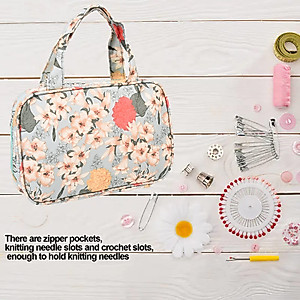 Knitting Bag, Sweater Stitch Set Knitting Tote Bag Crochet Bag Travel Yarn Bag DIY Stick Needle Crochet Storage Organizer Handbag Knitting Tote for Yarn Crochet, Embroidery