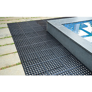 IRONGATE - Anti-Fatigue Drainage Mats - 4 Pack - Rubber - Rugged Sturdy Heavy Duty Commercial Grade - Non Slip Outdoor Indoor Skid Resistant -Restaurant Floor Tile Drain Pool Balcony Yard- 3' x 3'
