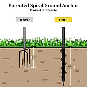 String Light Poles for Outside - 2 Pack Outdoor Patio Light Poles for Hanging String Lights, Patented Spiral Ground Anchor, Metal Backyard Garden Light Posts for Party Wedding Decorations